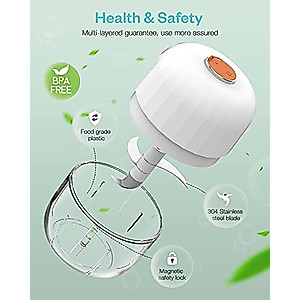 Electric Mini Garlic Chopper, Olrid Mini Chopper Food Processor, Garlic Mincer, for Chop Onion Ginger Vegetable Pepper Spice Meat, Baby Food (250ml)