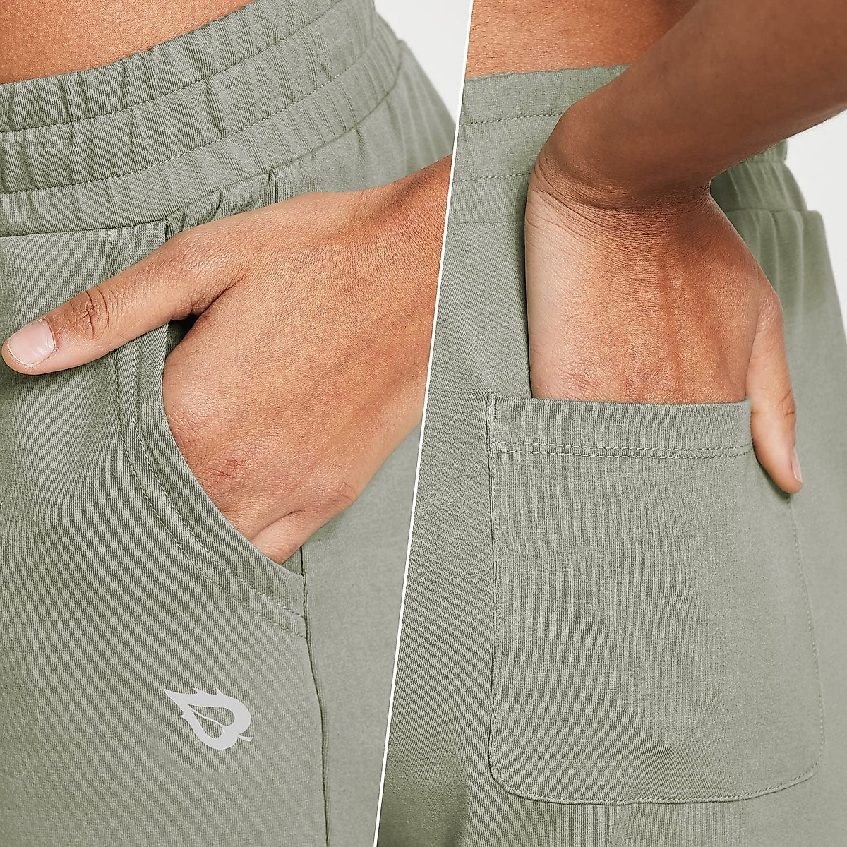 BALEAF Women's Shorts Athletic Running Workout Casual Cotton Lounge Walking Sweat Yoga Jersey Pull On Shorts Pockets Spray Green Size M