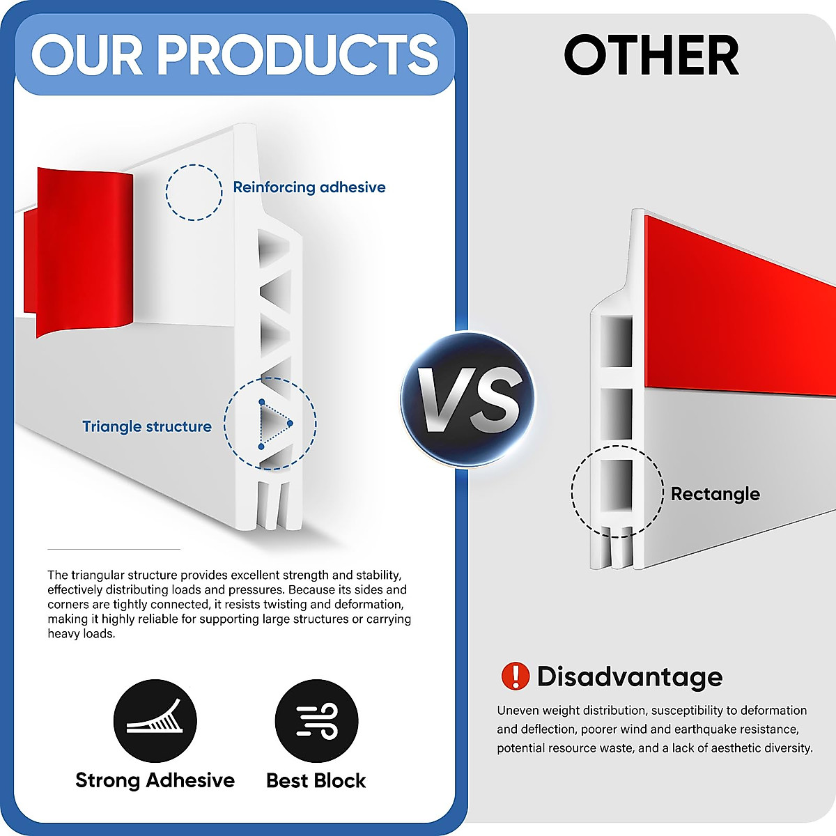 MOYENNE 2 Pack Door Draft Stopper, Door Sweeps for Exterior Doors, Under Door Sealers for Bottom of Door, Weather Stripping, 2.3" W x 47" L (Brown)