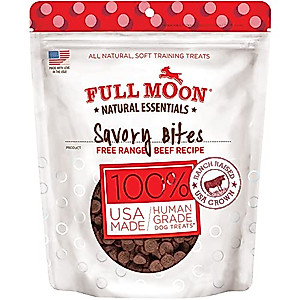 Full Moon All Natural Human Grade Dog Treats, Essential Beef Savory Bites, 14 Ounce