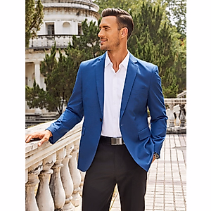 COOFANDY Mens Casual Blazer Fashion Sport Coats Slim Fit Business Suit Jacket Formal Blazer (Blue XXL)