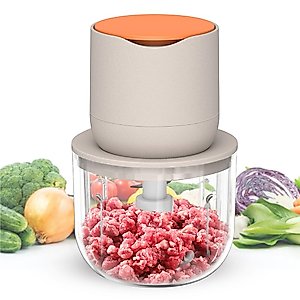 LVSENLIN Wireless Electric Food Processor，600ML Electric Food Chopper For Meat,Onions,vegetables,Garlic,Complementary Food, Meat Chopper Blender