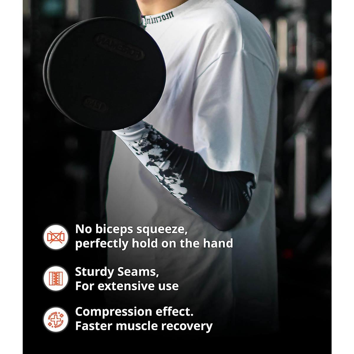 Selerity Gaming Arm Sleeve PC Sport open glove thumb hole esports gamers Paints Spray, White Black, Medium