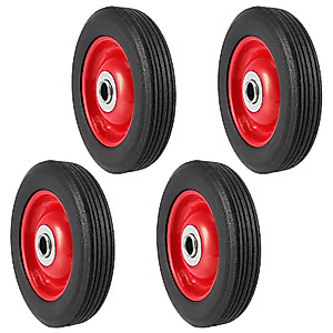 SHEUTSAN 4 Packs 6 x 1.2 Inch Solid Rubber Wheels, Hand Truck Replacement Tire with Ball Bearing, 1.25 Inches Offset Hub and 5/8 Inch Axle Diameter, 350 lbs Load Capacity