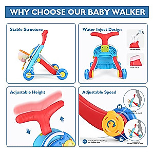 Eners Sit to Stand Baby Learning Walker with Wheels, Baby Activity Walker, 2 in 1 Baby Push Walkers and Activity Center, Musical Walking Toys, Walker for Baby Boy Girl (Blue)