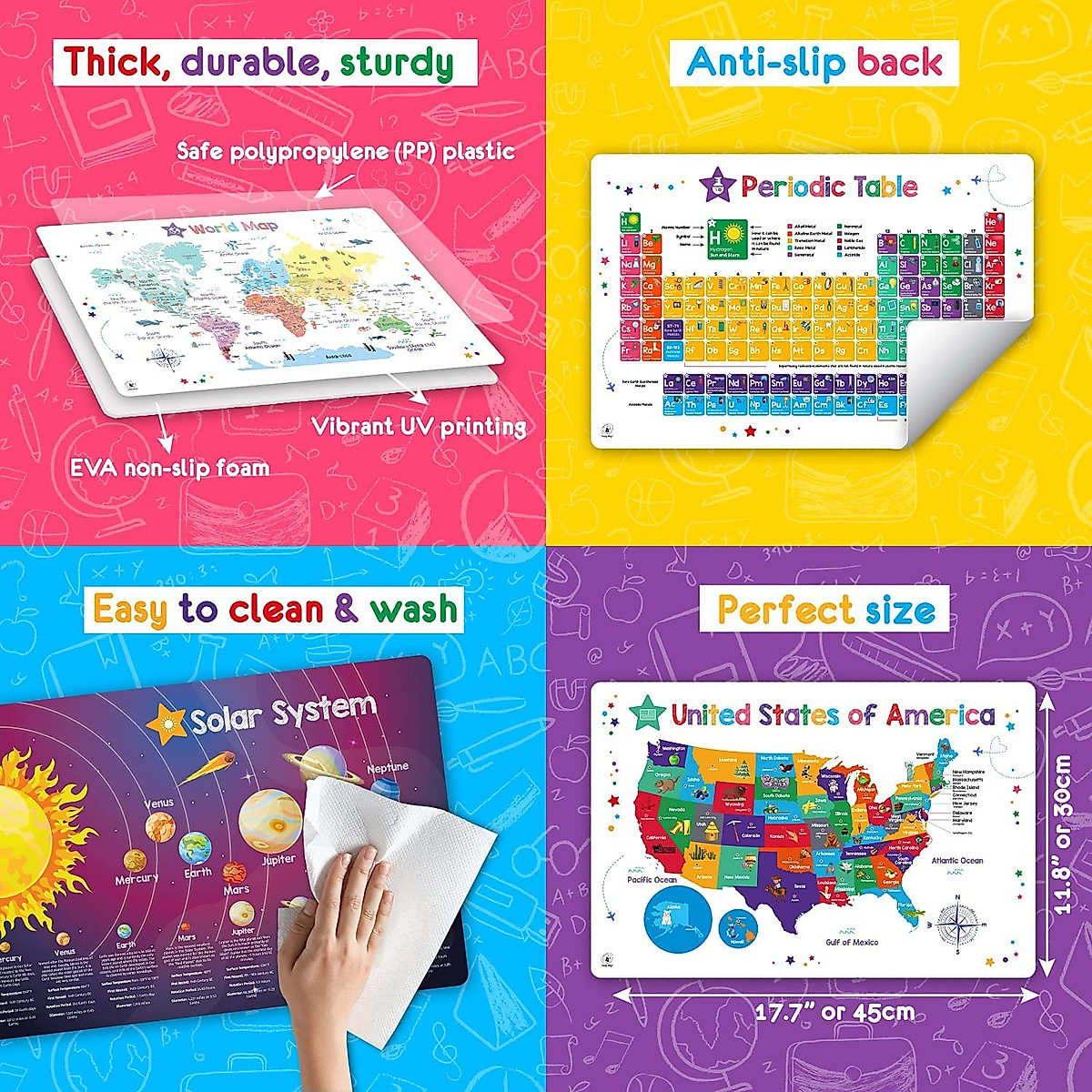 10 Kids Placemats: 2 Packs of 5 Simply Magic Placemats for Kids