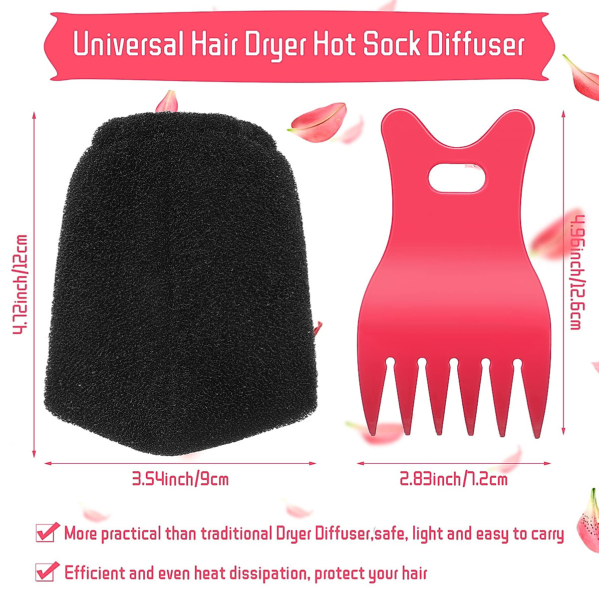 Hair Blow Dryer Sock Sponge Diffuser Sock for Hair Dryer Hot Sock Diffuser with Comb for Hairstyling Accessories