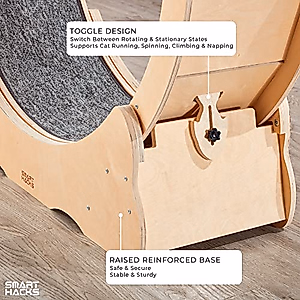 SMART HACKS Cat Wheel, Cat Exercise Wheel, Cat Wheels for Indoor Cats, Cat Treadmill, Cat Running Wheel, Sturdy Quiet 39.4" H for Large Cats (Wooden)