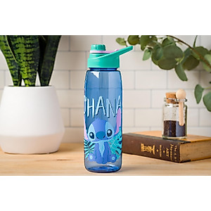 Silver Buffalo Disney Lilo and Stitch Ohana Cute Stitch Water Bottle with Screw-On Lid, 28 Ounces