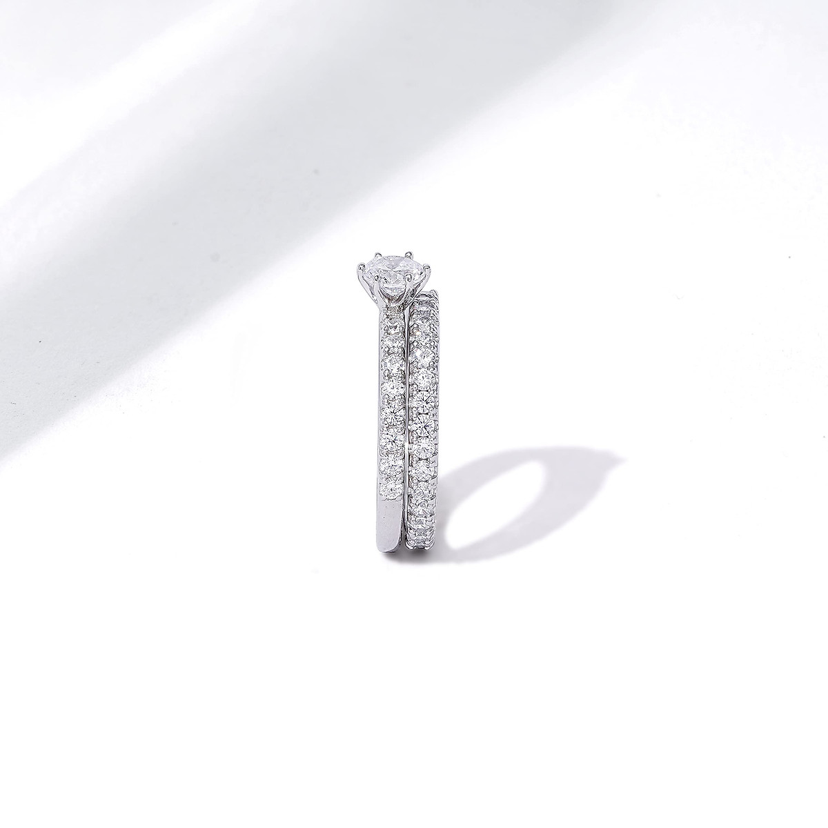 Amazon Essentials Platinum Plated Sterling Silver Infinite Elements Cubic Zirconia Round Cut Bridal Ring, Size 6 (previously Amazon Collection)