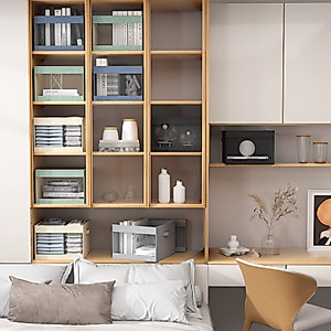 3 Pack Closet Storage Bins with Clear Window - Foldable Storage Cubes with Handles Clothing Baskets for Shelves Large Fabric Closet Organizers and Storage Bins for Clothes, Toys, Book (Gray 3pcs)