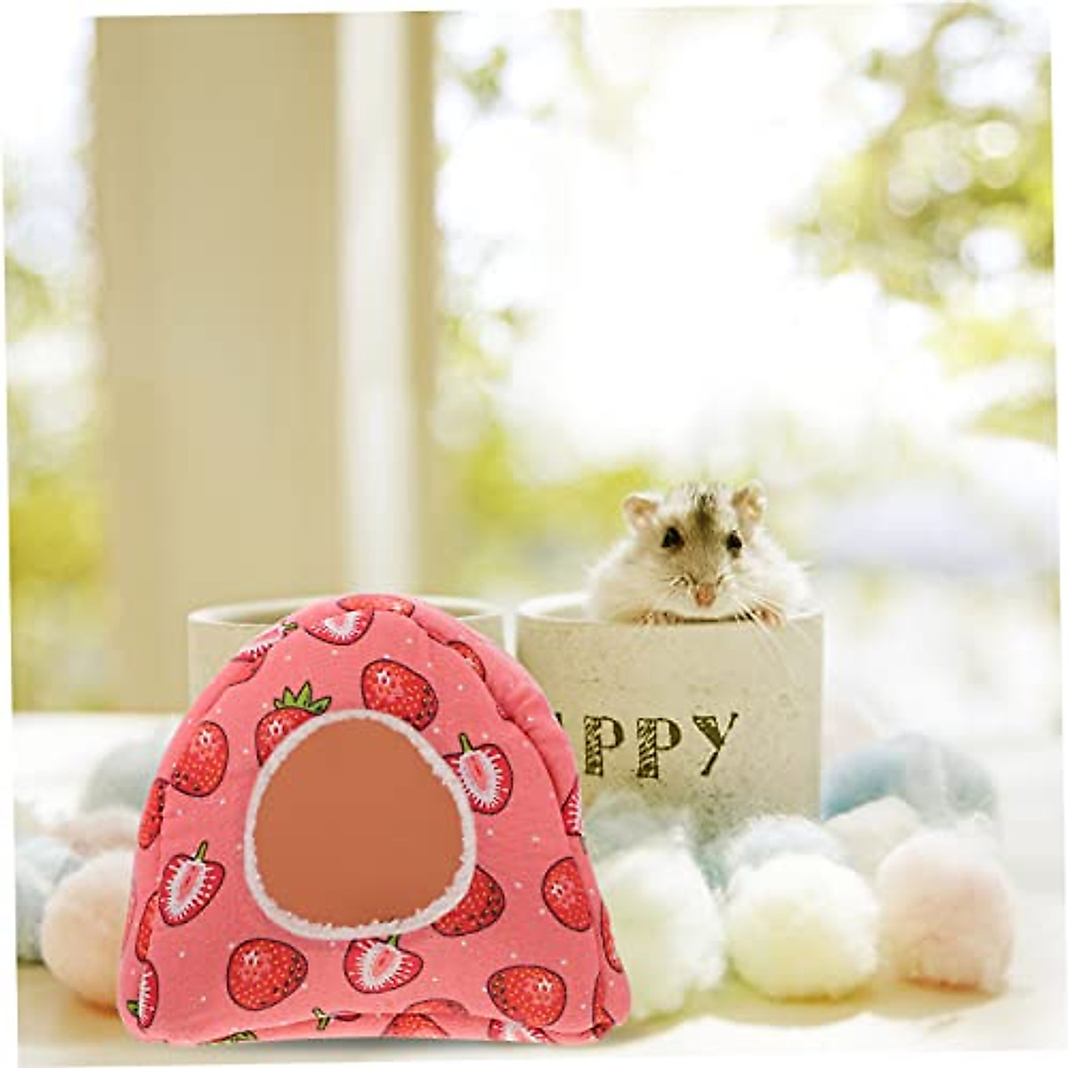 BCOATH Plush Hamster House 1pc Hamster Hamster Stuffed Hamster Hamster Hut Guinea Pigs Hide- Out Warm Guinea Pigs Bed Cloth Hamster Bed Hamster House Cloth Pink Keep Warm