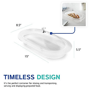 Huang Acrylic Clear Covered Oval Serving Food Tray | Servware with Lid Used for Appetizers, Snacks, and Shareable Entries | Perfect for Parties, Holidays, Celebrations, or Everyday Use