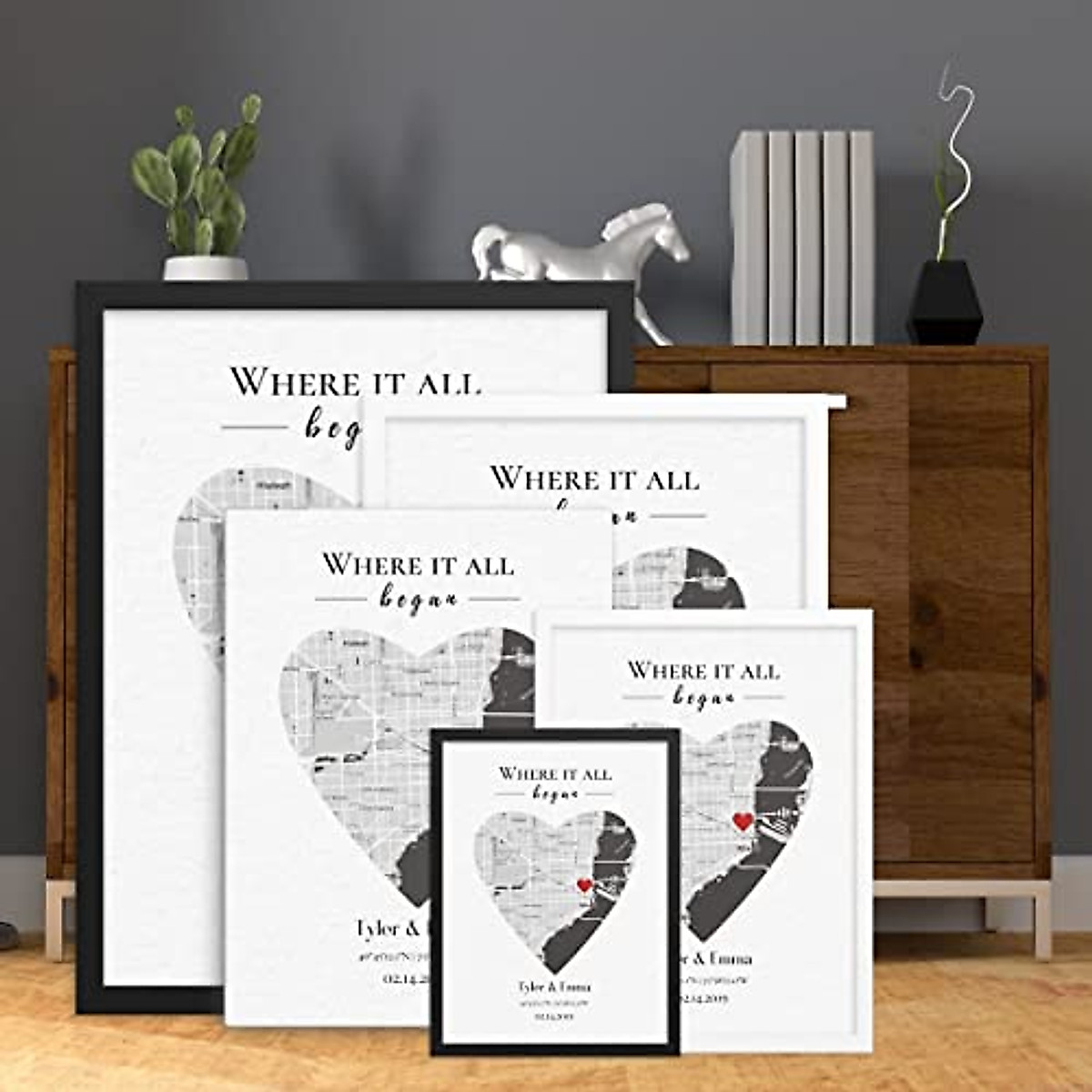Where It All Began, Where We Met, Our First Date Map, Personalized Map for Him Her, Couple Wall Art, One Year Anniversary for Boyfriend Girlfriend Wife Husband