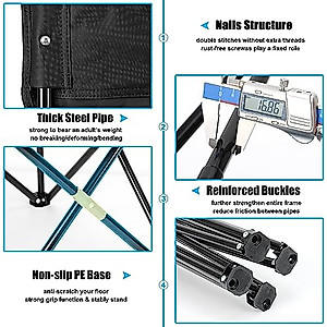 HaSteeL Foldable Camping Chair Set of 2, Folding Camp Chairs for Adults, Large Portable Lawn Chair for Outdoors Fishing, Hiking, Travel, Picnic, Beach, Supports 275lbs & Include Storage Bags (Black)