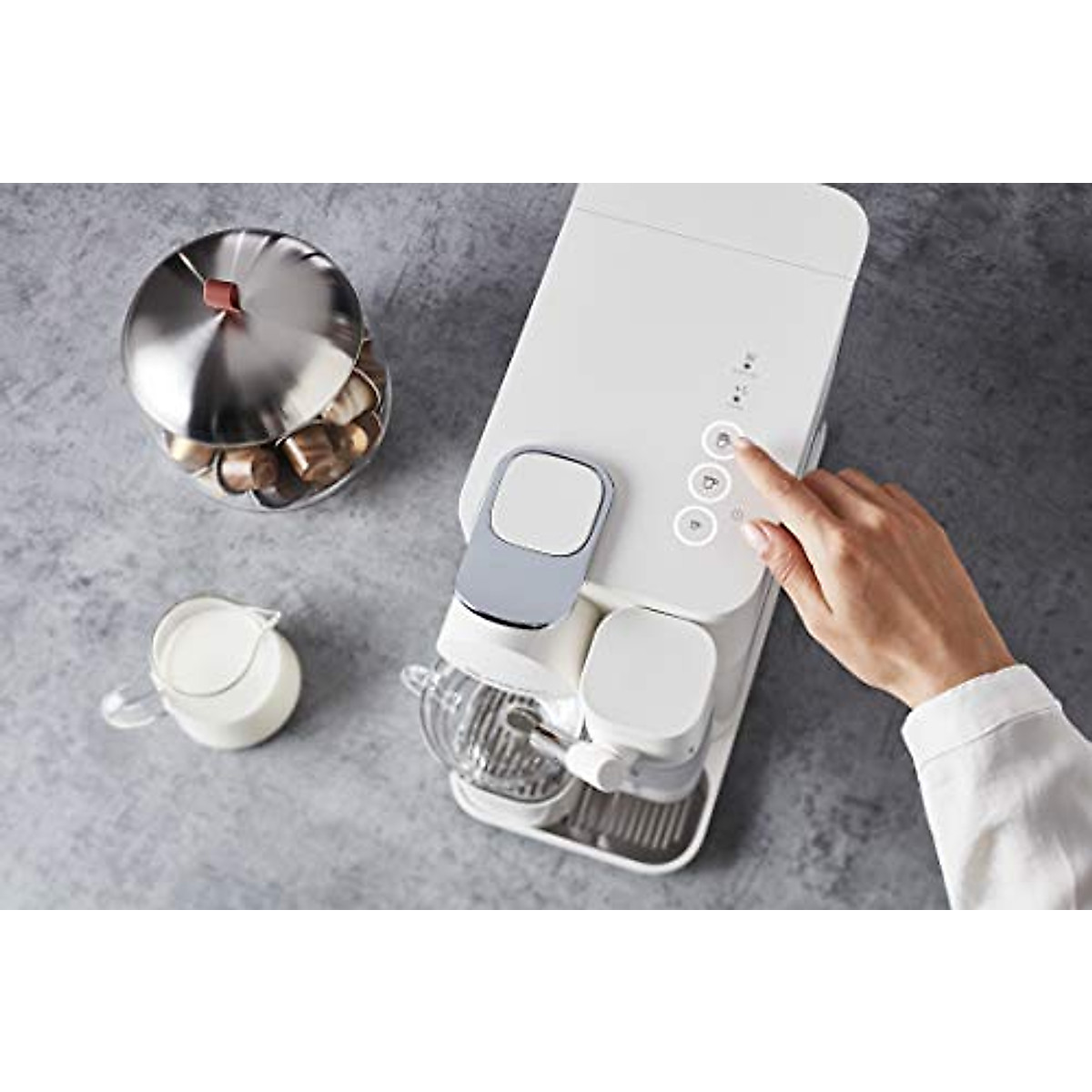 Nespresso Lattissima One Original Espresso Machine with Milk Frother by De'Longhi, Silky White