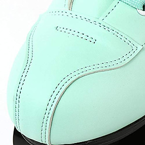 XUDREZ Roller Skates for Women Cozy Green PU Leather High-top Roller Skates for Beginner, Professional Indoor Outdoor Double-Row Roller Skates with Shoes Bag (Flash Wheel,37)