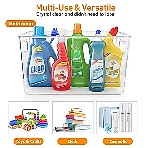 5 PACK Clear Plastic Storage Bins –Pantry Organization and Storage Bins-Cabinet Organizers-Fridge Organizer-Household Food Storage Baskets for Countertops, Refrigerator, Bedrooms, Bathrooms