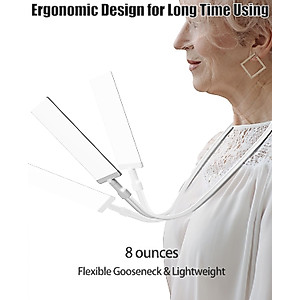 Magnifier for Reading 2x-3x Hands Free Magnifying Glass Neckwear Rectangular Full Page View, for Seniors, Men and Women, Magnifying Lens for Sewing, Cross Stitch, Needlepoint, Jewelry, Coins(White)