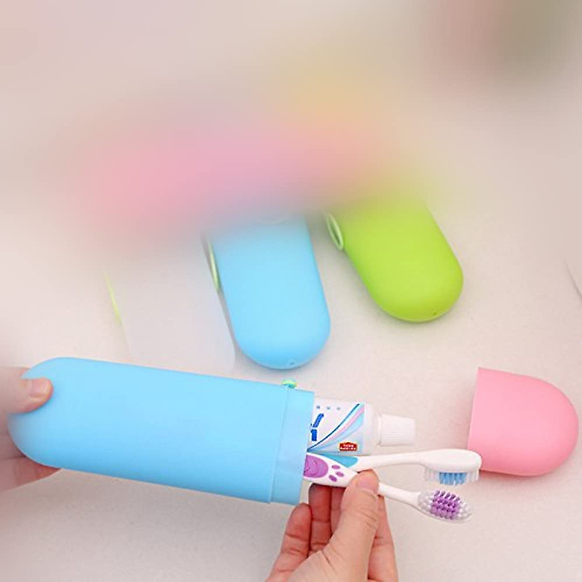 Cafurty 2 Pcs Toothbrush Toothpaste Travel Container Cases, Toothbrush Case Storage Box Holder with Hanger, Portable Spoon fork Storage Case for Travel, Family, Camping