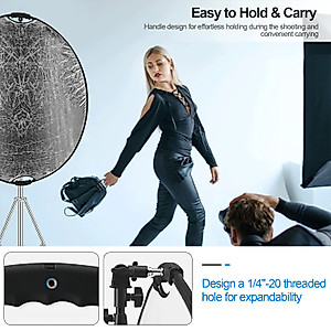 Wellmaking 43Inch/110cm Photography Light Reflector, Portable Foldable 5 in 1 Diffuser Reflectors with Bag & tilt Adapter for Studio & Outdoor Lighting-Translucent, Silver, Gold, White and Black