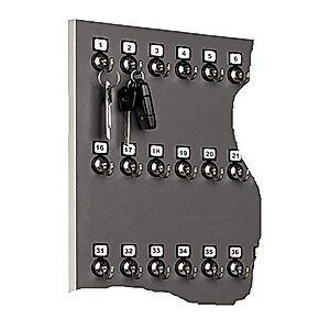 Stand Company Key Rack, Key Holder #30MNS, 30 Bolted Metal Numbered Hook with Hidden Hangers (30 Sets of Tag & Ring Included) - Made in USA