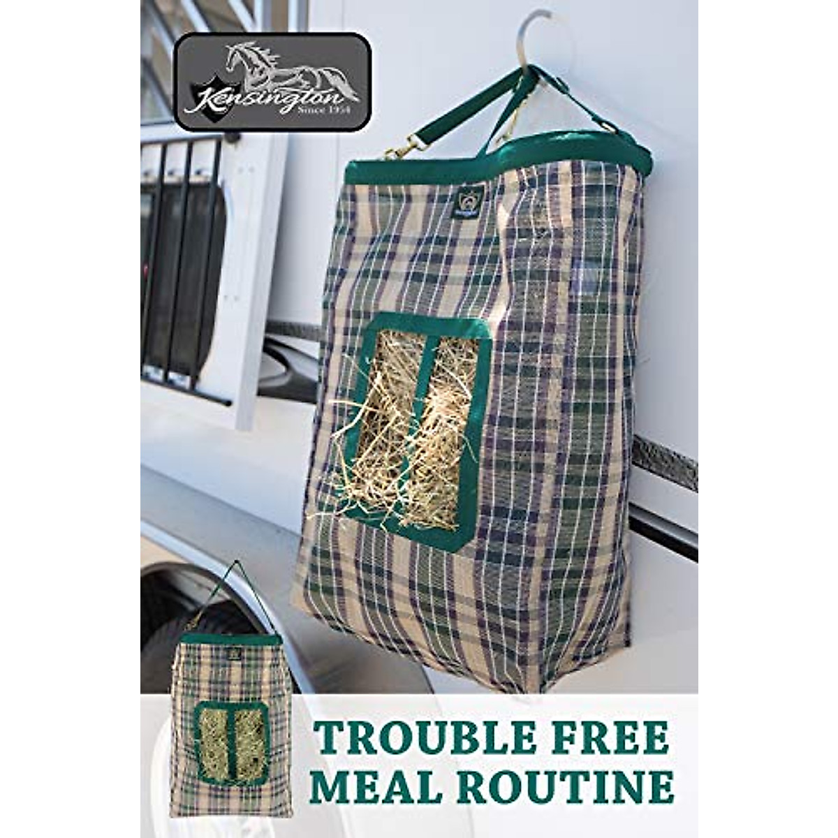 Kensington Hay Bag with Wire Rim — Sturdy Plastic Band Makes Loading Hay a Breeze — Holds Up to 2 Flake’s