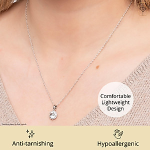 MAX + STONE Sterling Silver Crystal Halo Pendant Necklace, Black, 18"