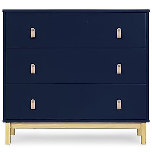 Delta Children babyGap Legacy 3 Drawer Dresser with Leather Pulls and Interlocking Drawers, Navy/Natural