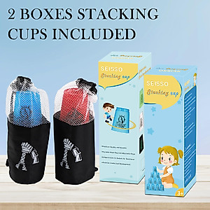 SEISSO Quick Stack Cups 24 PC for Speed Sports Training Game for School Family Party Challenge Competition, Kids Gifts Starter Set of Stacking Cup, Blue & Red