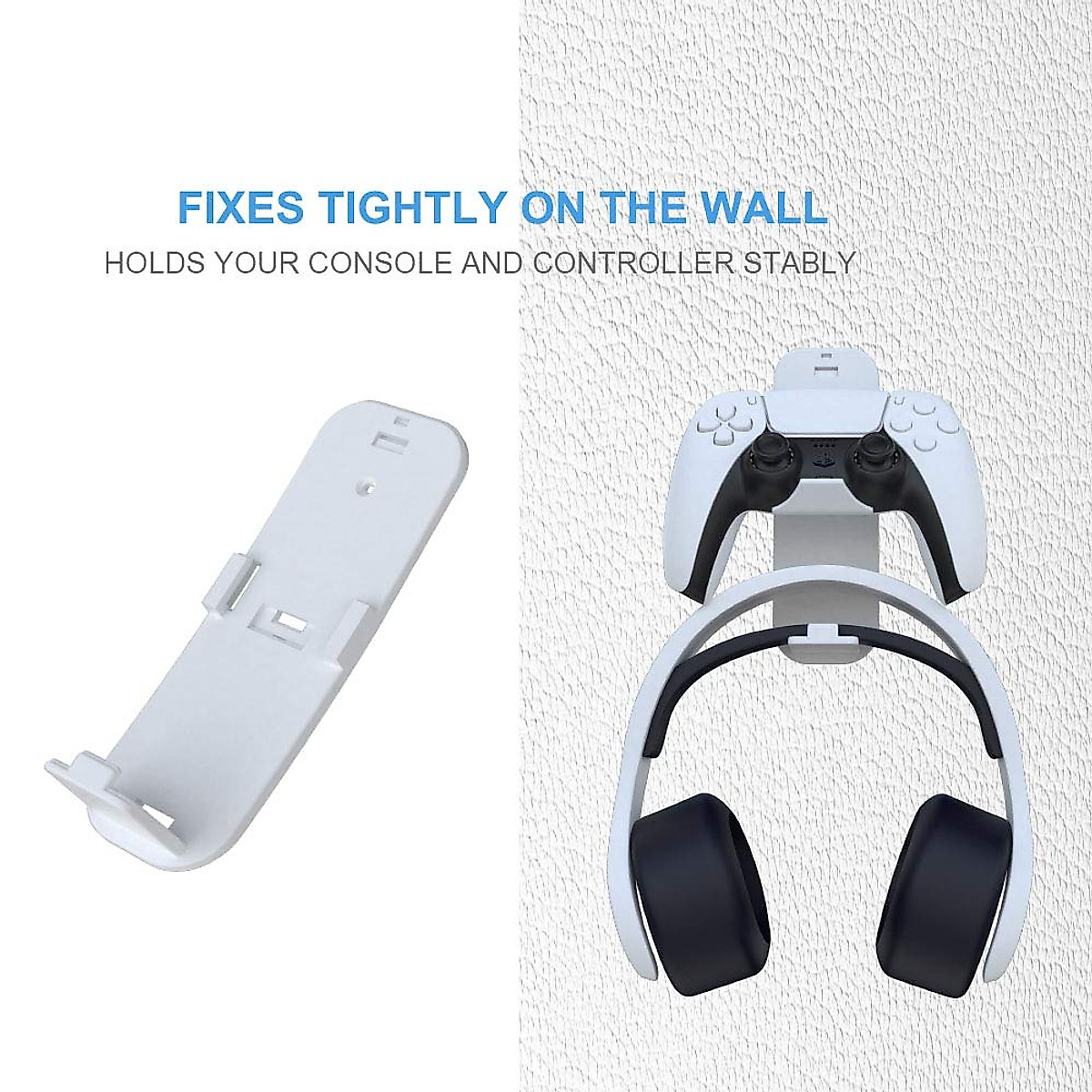 EJGAME Game Controller & Headphone Stand Wall Mount Holder Compatible with PS5, PS4, PS3,Xbox ONE, Series X, Switch, Gamepad & More, Stay Organized No Screws (White)