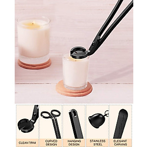RONXS 3 in 1 Candle Accessory Set, Candle Wick Trimmer Cutter, Candle Snuffer Extinguisher, Wick Dipper with Gift Package for Candle Lover (Black)