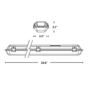 NICOR Lighting VT3(v2) Series 2ft LED Vaportite, 5000K (VT3202SUNV50) Gray