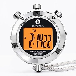 Rolilink Stopwatch,Metal Stop Watch for Sports Stopwatches Timer for Sports and Competitions (2 Lap with Backlight-Metal)
