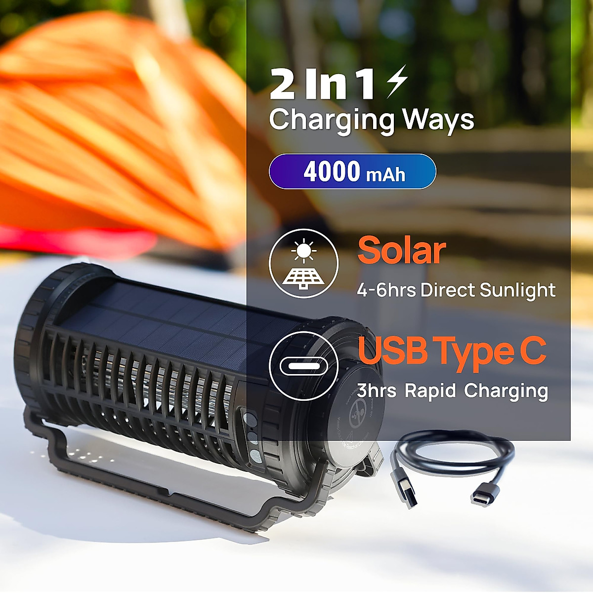 Solar Bug Zapper Outdoor Indoor, 4800V Effective Mosquito Zapper, Cordless IP66 Waterproof Fly Traps, Fly Zapper,Patio and Camping,Garden,Backyard Essentials