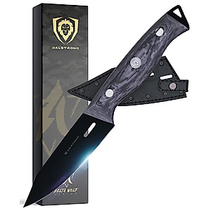 DALSTRONG Delta Wolf Series Chef Knife 8" Bundled with Delta Wolf Series Paring Knife 4" with PU Leather Sheath - Black Titanium Nitride Coating - G10 Camo Handle