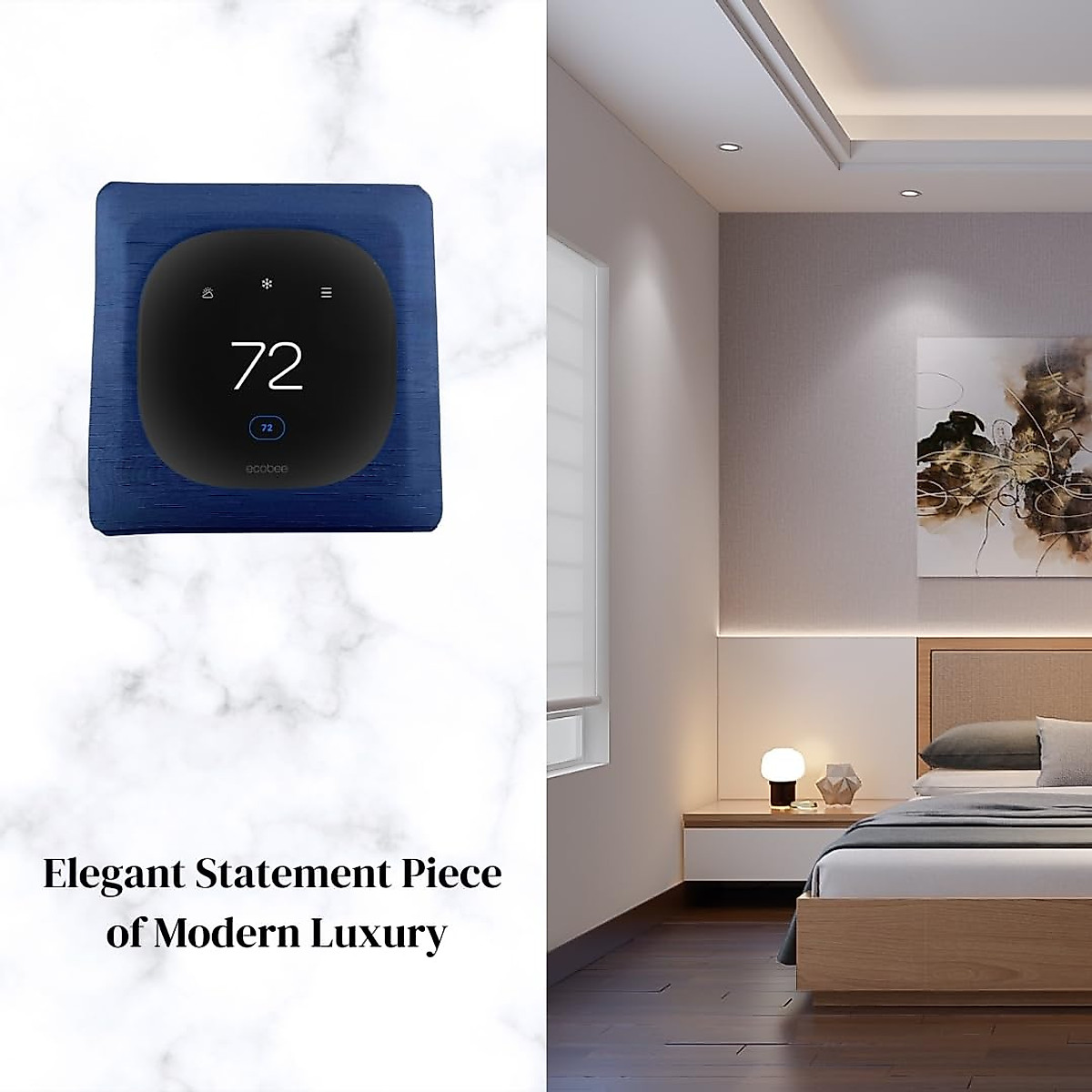 Blue Shimmer Square Wall Plate for Ecobee Smart Thermostat Enhanced and Premium Cover Trim Backplate