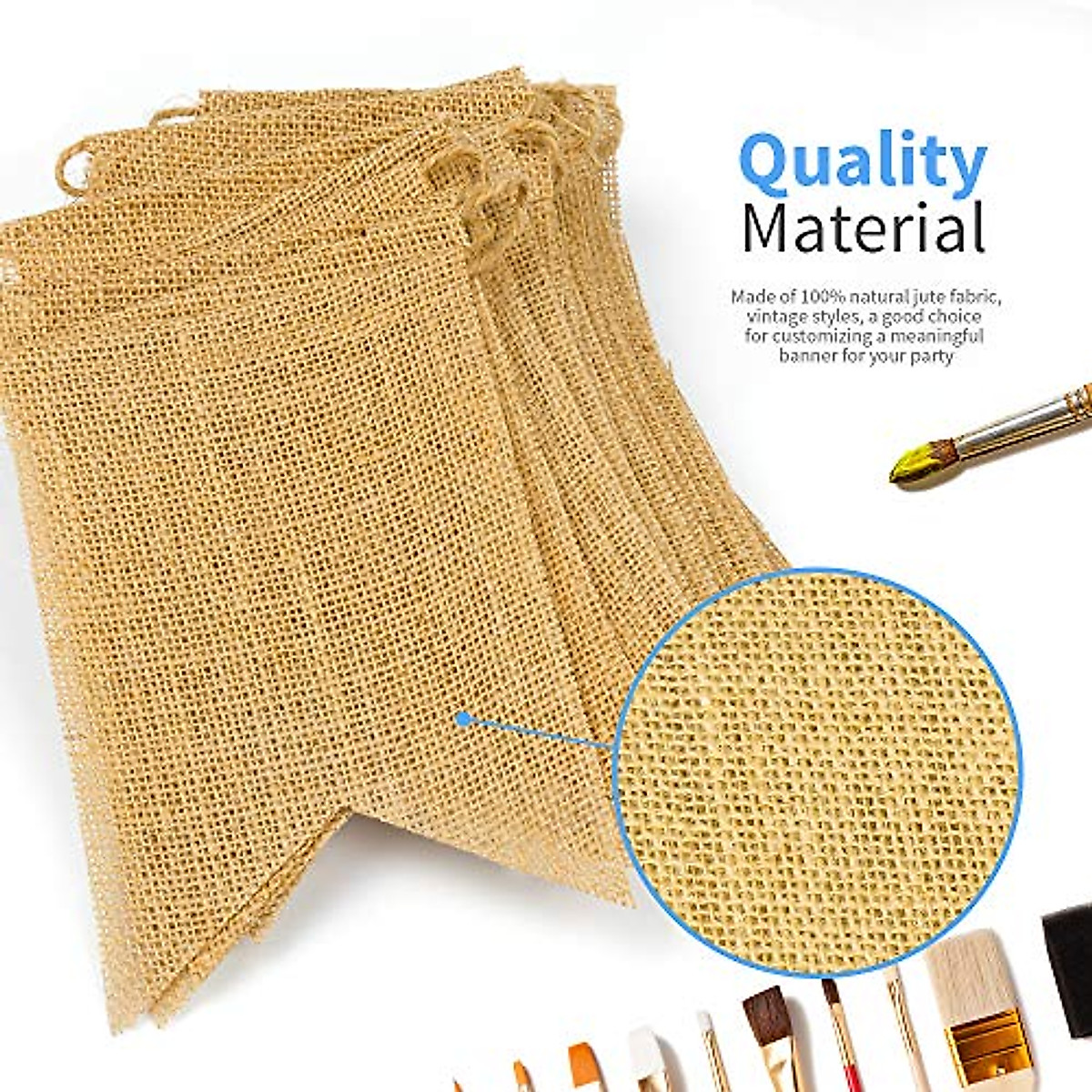 LEOBRO 48 Pcs Burlap Banner, 30 Ft Swallowtail Flag, DIY Decoration for Holidays, Wedding, Camping, Party, New Year Decorations, Merry Christmas Banner, Indoor Christmas Decoration