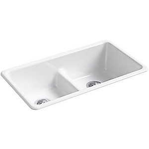 KOHLER 5312-0 Iron/Tones Kitchen Sink, White