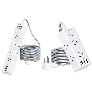 Power Strip Surge Protector - Widely Outlets with 3 USB Ports (1 USB C), Outlet Extender Strip with 5 Ft Extension Cord, Flat Plug, Wall Mount, Small Power Strip for Travel Office Dorm Home