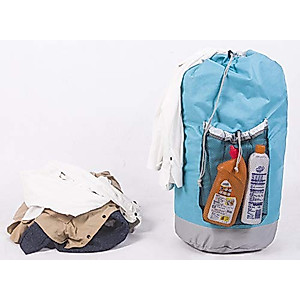 Amelitory Large Backpack Laundry Bag with a Strong Shoulder Strap Storage Bag Drawstring Closure Lake Blue