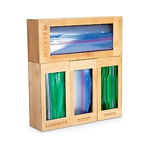 Plastic Bag Organizer and Sandwich Bag Organizer for Drawer Set of 4 – Bamboo Ziplock Bag Organizer - Zip Lock Bag Container and Baggie Organizer for Drawer - Ziplock Bag Storage Organizer by Peraco