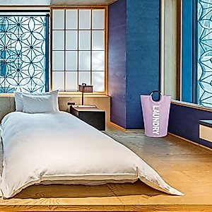 Cutyoung Large Laundry Basket, Laundry Bin Dirty Clothes Tall Laundry Hamper Collapsible with Handles (Violet, 82L)