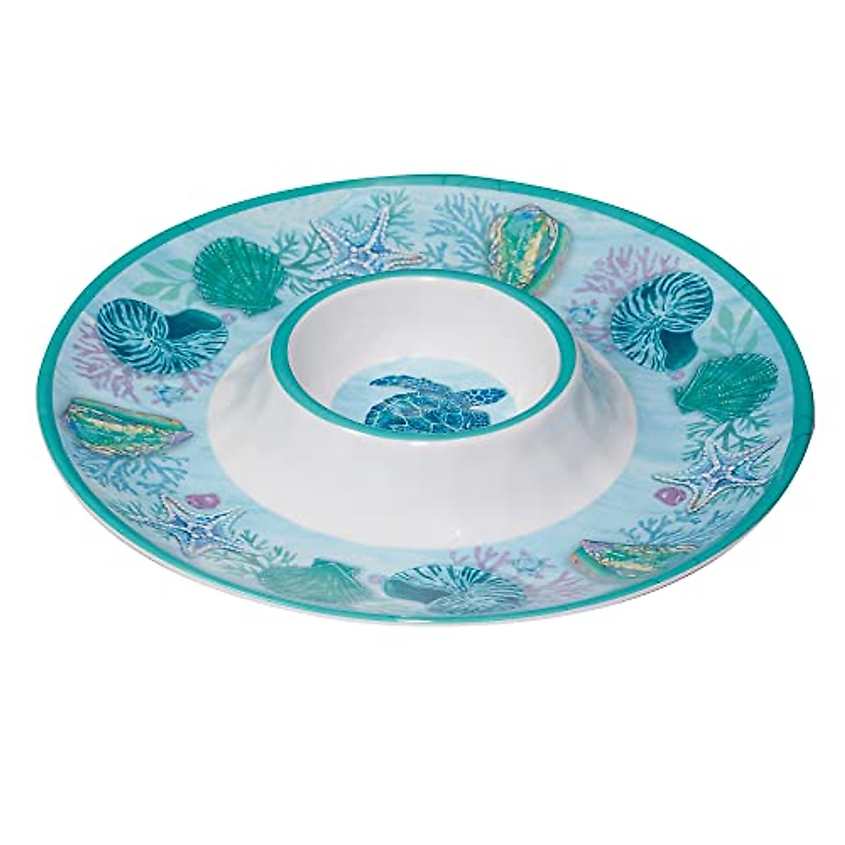 Certified International Serene Seas Melamine 3 Piece Hostess Servware Set, Multicolor, Large