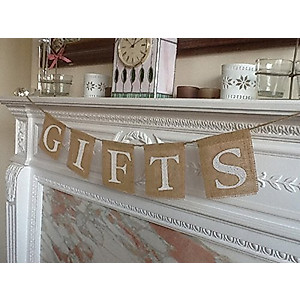 Partyprops Rustic Burlap Gift Banner Bunting Sign for Baby Shower,Engagement,Wedding,Bridal Shower,Bachelorette,Retirement,Birthday Party Supplies