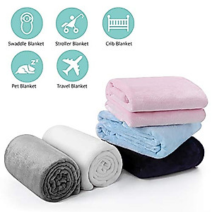 TILLYOU Micro Fleece Plush Soft Toddler Blanket for Boys Girls - Large Lightweight Crib Blanket for Baby Bed Lounger - Fuzzy Warm Cozy Blanket for Daycare Preschool Naptime Oversized 40x50 Gray