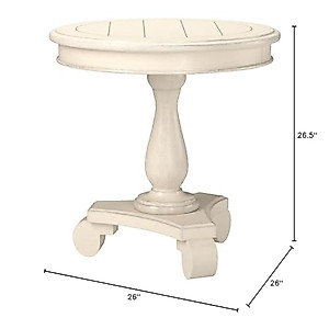 Roundhill Furniture Rene Round Wood Pedestal Side Table, Single, Antique White