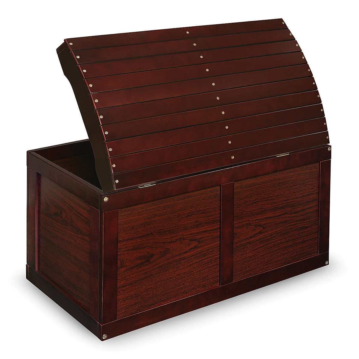 Badger Basket Kid's Hardwood Barrel Top Toy Box Storage Chest with Safety Hinge - Cherry