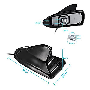 Eightwood Shark Fin Car FM Radio Antenna, Universal Roof Mount Antennae Replacement for Vehicle Car Truck Stereo Receiver Head Unit HD Radio, Drilling Required