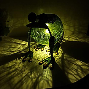 Yard Décor Frog Solar Light Iron Ornament Garden Decor Waterproof Outdoor Decorations for Patio Tabletop LED Lantern
